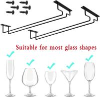 China 15.8-Inch Metal Wine Glass Rack Single Rail Under Cabinet Stemware Holder with Screws for sale