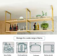 China Steel Ceiling Shelf Mounted Wine Rack with European Style Iron Solid Wood Hanging Shelf for sale