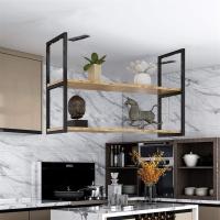 China Steel Ceiling Shelf Mounted Wine Rack with European Style Iron Solid Wood Hanging Shelf for sale