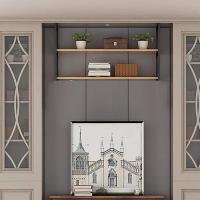 China Steel Ceiling Shelf Mounted Wine Rack with European Style Iron Solid Wood Hanging Shelf for sale