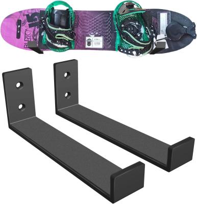 China Carbon Steel Snowboard Wall Rack Ski Wall Mount Display with Solid Metal Shelf Brackets for sale