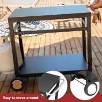 China Portable Griddle Table Metal Type Iron Double-Shelf Worktable for Movable Steel Cart for sale