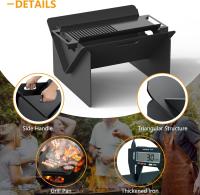 China 18 inch Folding Outdoor Fire Pit Black Power Coating Wood Burning Stove for BBQ Camping for sale
