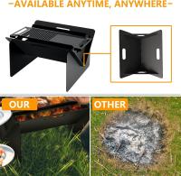 China 18 inch Folding Outdoor Fire Pit Black Power Coating Wood Burning Stove for BBQ Camping for sale