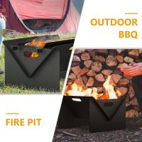 China 18 inch Folding Outdoor Fire Pit Black Power Coating Wood Burning Stove for BBQ Camping for sale