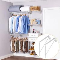 China Powder Coated Heavy Duty Closet Rod Support with Rod Holder Wall Mounted Shelf Bracket for sale