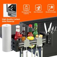 China Handy BBQ Accessories Storage Caddy with Magnetic Tool Holder and Paper Towel Holder for sale