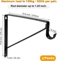 China Sturdy Closet Rod Bracket with Rod Holder Wall Mounted Clothes Hanger Pole Support Hooks for sale