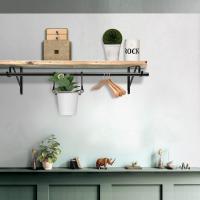 China Sturdy Closet Rod Bracket with Rod Holder Wall Mounted Clothes Hanger Pole Support Hooks for sale
