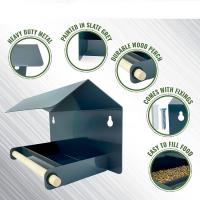 China Rain Cover Roof Bird House Frame Wall Mounted Garden Locker Bird Feeder in Black Steel for sale