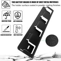 China Wrought Iron Battery Storage 18V Battery Holder Mount Wall Rack with 4 Slot 30CM Morden for sale