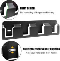 China Wrought Iron Battery Storage 18V Battery Holder Mount Wall Rack with 4 Slot 30CM Morden for sale