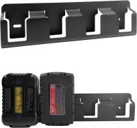 China Wrought Iron Battery Storage 18V Battery Holder Mount Wall Rack with 4 Slot 30CM Morden for sale