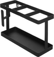China Convenient Countertop Organizer for Hair Styling Tools Black Metal Wall Mounted Caddy for sale
