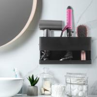 China Hair Dryer Holder Wall Mounted Modern Black Metal Hair Tools Organizer for Blow Dryer for sale