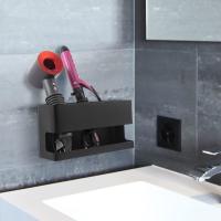 China Hair Dryer Holder Wall Mounted Modern Black Metal Hair Tools Organizer for Blow Dryer for sale