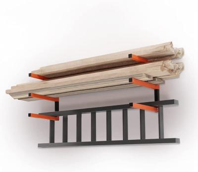 China 3-Level Wall Mount Wood Organizer and Lumber Storage Metal Rack for Indoor and Outdoor for sale