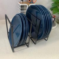 China Metal Dish Organizer Stand for Kitchen Counter Black White 6.4 L x 4.5 W x 7.9 H inch for sale