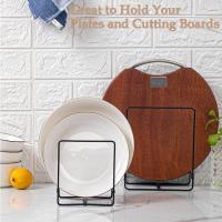 China Metal Dish Organizer Stand for Kitchen Counter Black White 6.4 L x 4.5 W x 7.9 H inch for sale