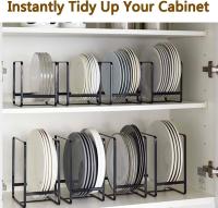 China Metal Dish Organizer Stand for Kitchen Counter Black White 6.4 L x 4.5 W x 7.9 H inch for sale