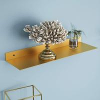 China Wall Mounted Bathroom Shelf Bookcase with Gold Powder Coating and Single-side Bracket for sale