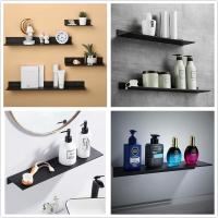 China Wall Mounted Bathroom Shelf Bookcase with Gold Powder Coating and Single-side Bracket for sale