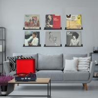 China Sturdy Metal Vinyl Record Shelf Wall Mounted Polishing Silver Holder for Your Collection for sale