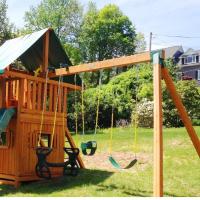 China Stable and Sturdy Green Coated A-Frame Swing Set Bracket for 2 4x4 Legs and 1 4x6 Beam for sale