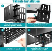 China Space Saving BBQ Accessories Storage Metal Outdoor Grill Caddy with Non-folding Rack for sale