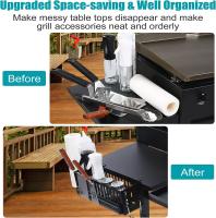 China Space Saving BBQ Accessories Storage Metal Outdoor Grill Caddy with Non-folding Rack for sale