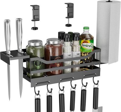 China Outdoor Grill Caddy Space Saving BBQ Accessories Storage Box Tool Holder Clamp Mount Griddle Caddy for sale