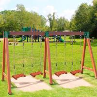 China 305x92mm Green Coating Metal Steel Swing Set Brackets with Heavy Duty A-Frame Design for sale
