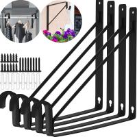China Closet Shelf Brackets with Rod Holder Wall Mount Hanger Pole Support 10.8*10.8*1inch for sale