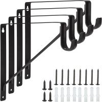 China Closet Shelf Brackets with Rod Holder Wall Mount Hanger Pole Support 10.8*10.8*1inch for sale