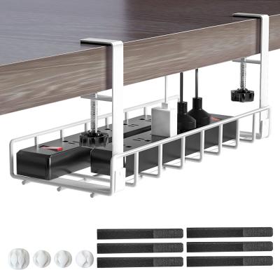 China No Drill Under Desk Wire Organizer with Steel Mesh Cable Management Tray and Clamp for sale