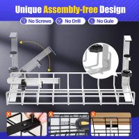China No Drill Under Desk Wire Organizer with Steel Mesh Cable Management Tray and Clamp for sale