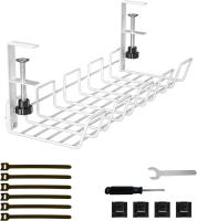 China No Drill Under Desk Wire Organizer with Steel Mesh Cable Management Tray and Clamp for sale