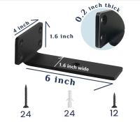 China Rustic Industrial Floating Shelf Brackets 6 inch Thick Black Powder Coated Heavy Duty for sale
