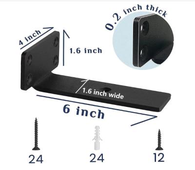 China Rustic Industrial Floating Shelf Brackets 6 inch Thick Black Powder Coated Heavy Duty for sale