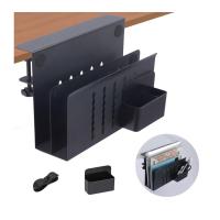 China Under Desk Storage Double-Deck Steel Hanging Desk Organizer Laptop Holder for Office for sale