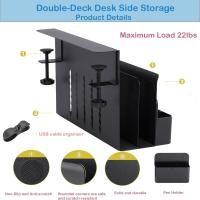China Under Desk Storage Double-Deck Steel Hanging Desk Organizer Laptop Holder for Office for sale