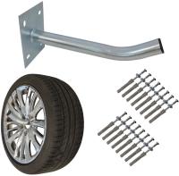 China Sturdy Carbon Steel Wall Mount Tire Rack with Multifunction Hooks and Logo Print for sale