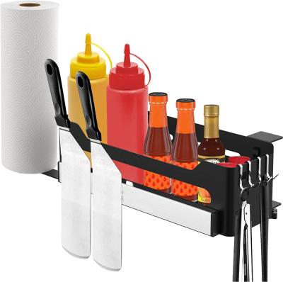 China Space Saving Griddle Caddy BBQ Accessories Storage Box with Magnetic Tool Holder Paper Towel Holder for sale