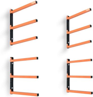 China Wall Mounted Multifunction Wood Organizer and Lumber Storage Metal Rack with 3 Levels for sale