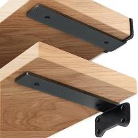 China Black Wooden Hidden Floating Metal Wall Mount Shelf Bracket with Welding for sale