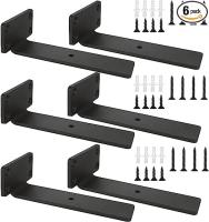 China Customizable Logo Black Iron Shelf Bracket for Wall Mount Shelves Single Tier Included for sale