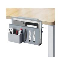 China Grey Laptop Holder Desk Clamp-on Organizer Metal No Drill Vertical Office Desk Storage for sale