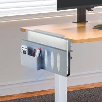 China Grey Laptop Holder Desk Clamp-on Organizer Metal No Drill Vertical Office Desk Storage for sale