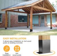 China Customizable Deck Post Base Heavy Duty Metal Black Powder Coated Post Brackets for sale