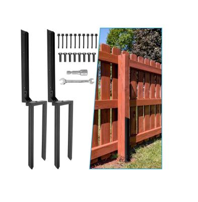 China 2 Pcs Double Ground Spike Fence Post Anchor for Tilted/Broken Wood Fence Post Repair for sale